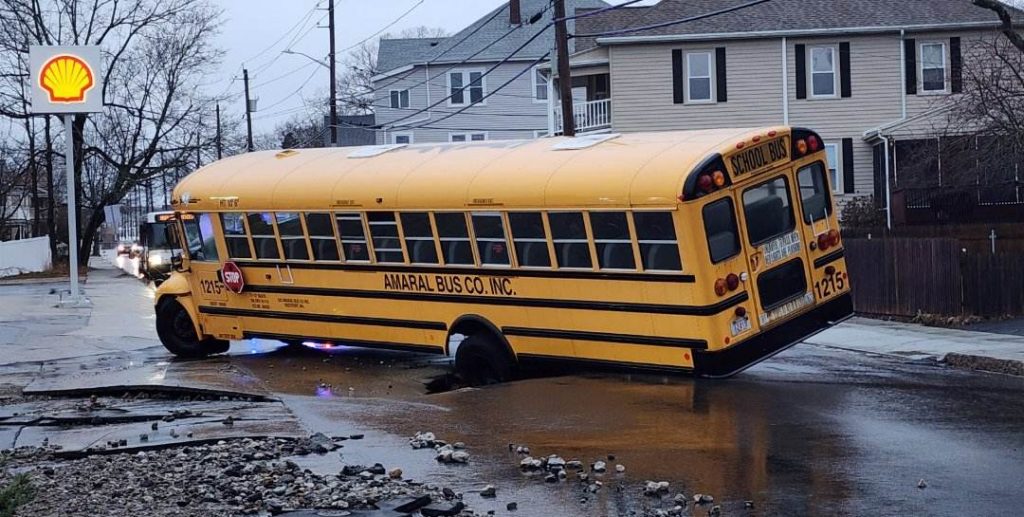 Water main break causes incident with school bus in Fall River – Fall ...