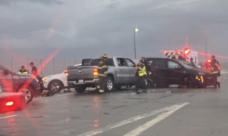 Several seriously injured, driver cited, after three-vehicle crash on Charles Braga Bridge ...