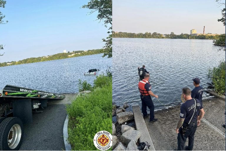 Fall River Fire Department responds to vehicle in the water at Cook ...